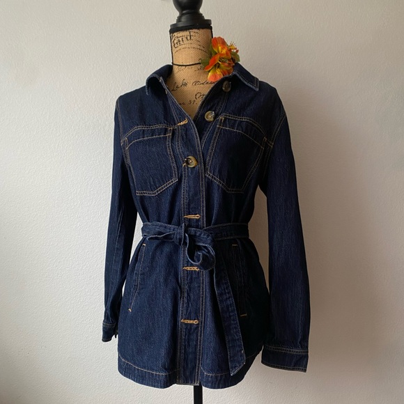 CAbi | Jackets & Coats | Cabi Corset Back Denim Jacket | Poshmark